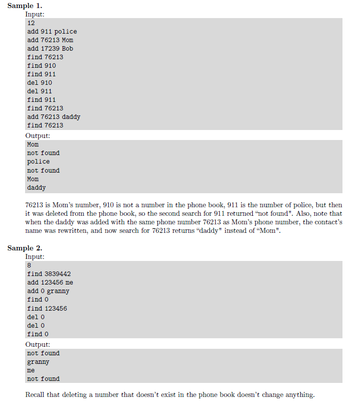 Solved 1 Phone book Problem Introduction In this problem you | Chegg.com