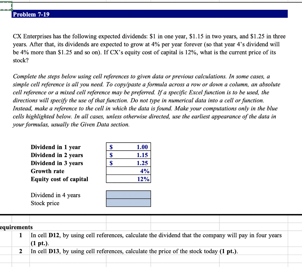 Solved Problem 7-19 CX Enterprises has the following | Chegg.com