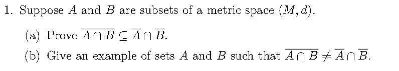 Solved 1. Suppose A and B are subsets of a metric space | Chegg.com