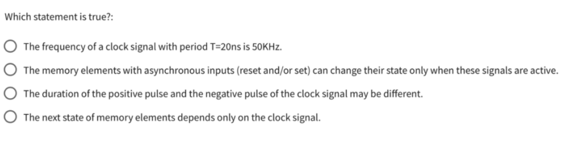 Solved Which statement is true?:The frequency of a clock | Chegg.com