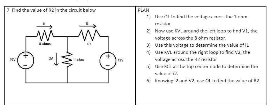 Solved 7 Find the value of R2 in the circuit below PLAN 1) | Chegg.com