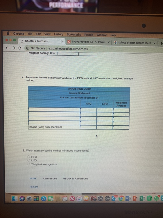 Solved Orion Iron Corp. tracks the number of units purchased | Chegg.com