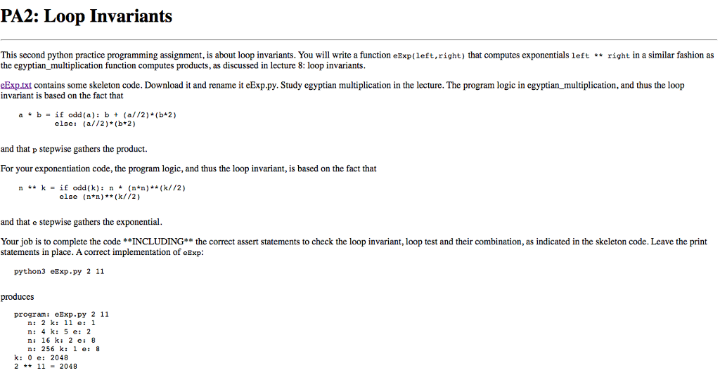 Solved PA 2: Loop Invariants This second python practice | Chegg.com