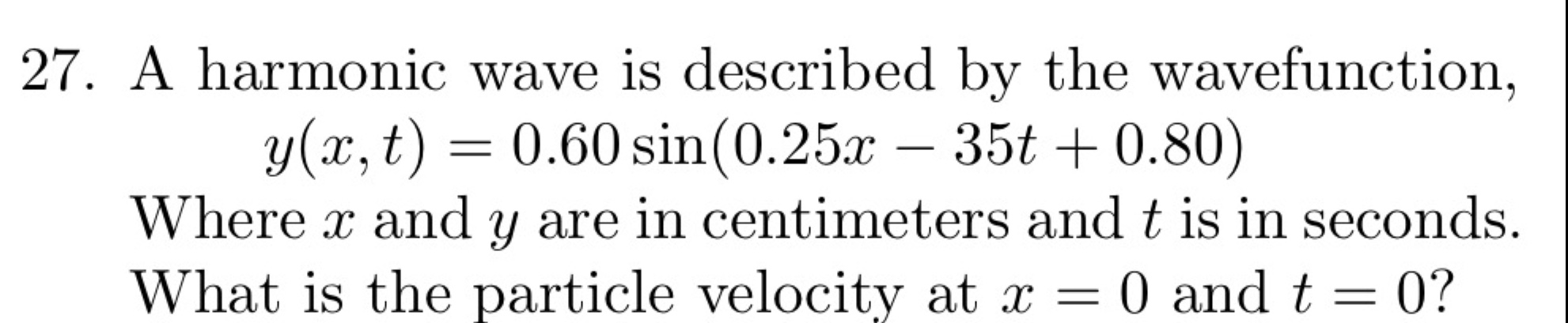 A harmonic wave is described by the | Chegg.com
