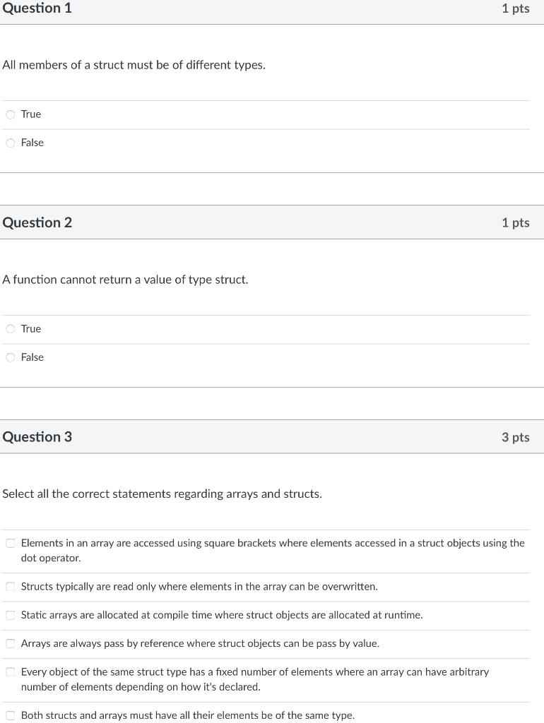 Solved Given the following declarations, mark all valid | Chegg.com