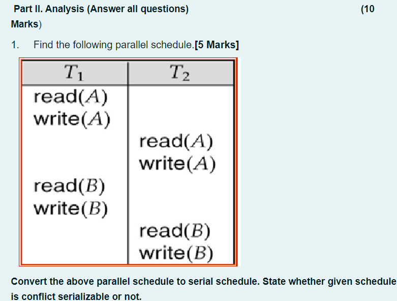 Solved (10 Part II. Analysis (Answer all questions) Marks) | Chegg.com