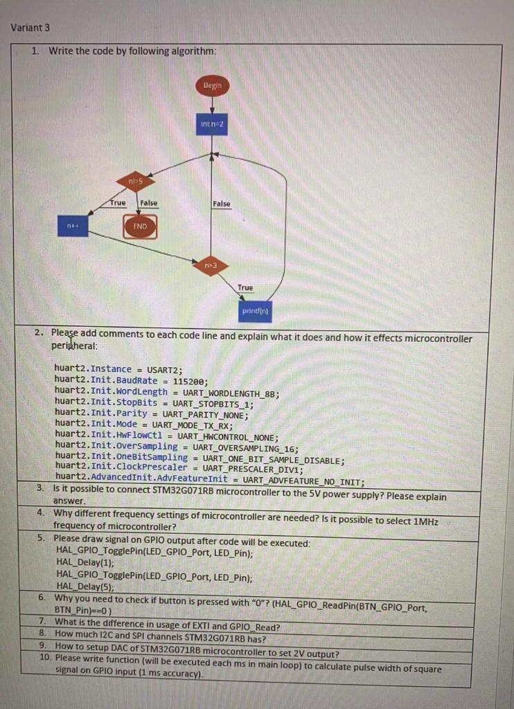 Solved Variant 3 1. Write the code by following algorithm: | Chegg.com