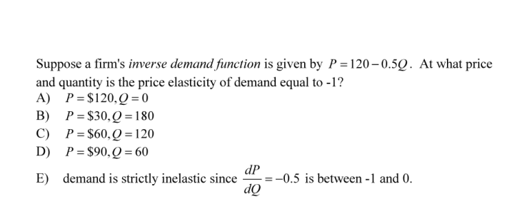 Solved Suppose a firm's inverse demand function is given by | Chegg.com
