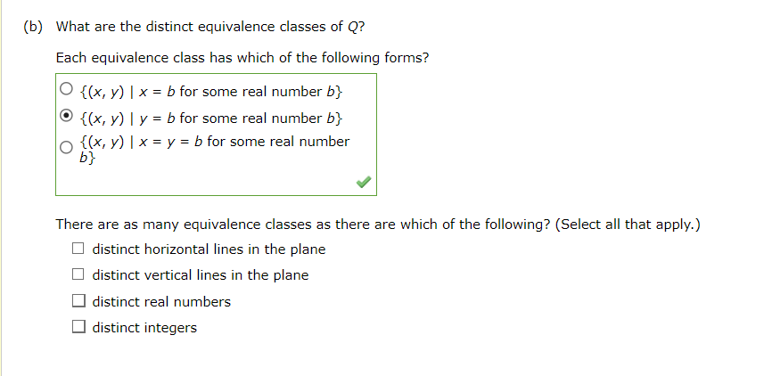 Solved What are the distinct equivalence classes of Q ? Each | Chegg.com