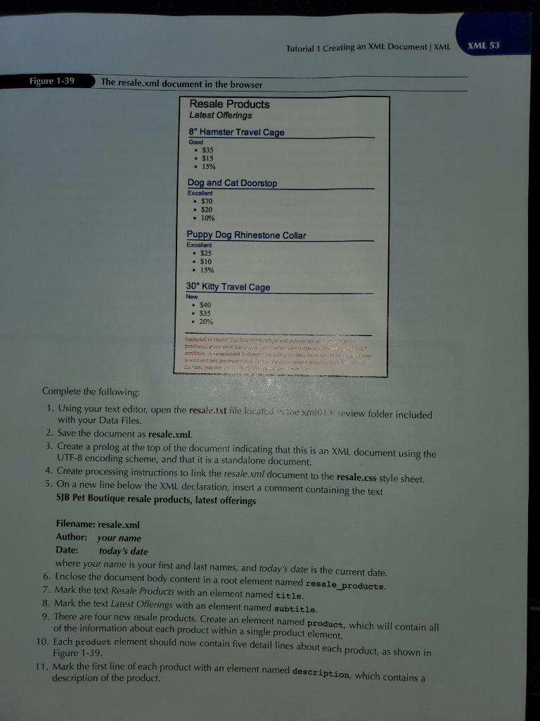 Solved Xml Tutorial 1 Creating An Xml Document Xml 52 Review