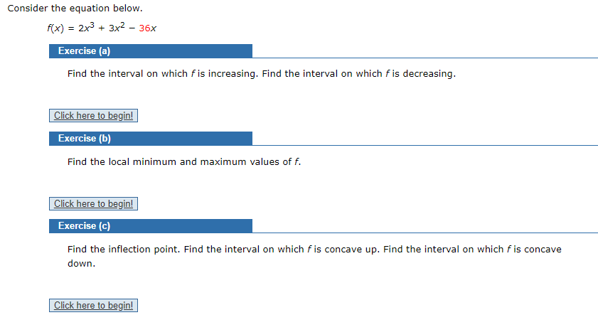 Solved Consider the equation below. f(x) = 2x3 3x2 - 36x | Chegg.com
