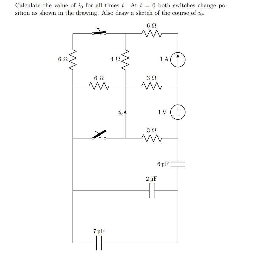 Solved Calculate the value of i0 for all times t. At t=0 | Chegg.com