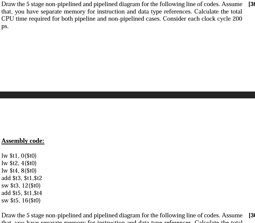 Solved Draw the 5 stage non-pipelined and pipelined diagram | Chegg.com