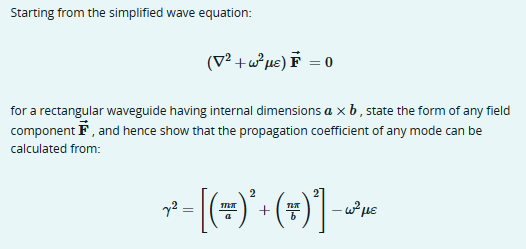 Starting from the simplified wave equation: | Chegg.com