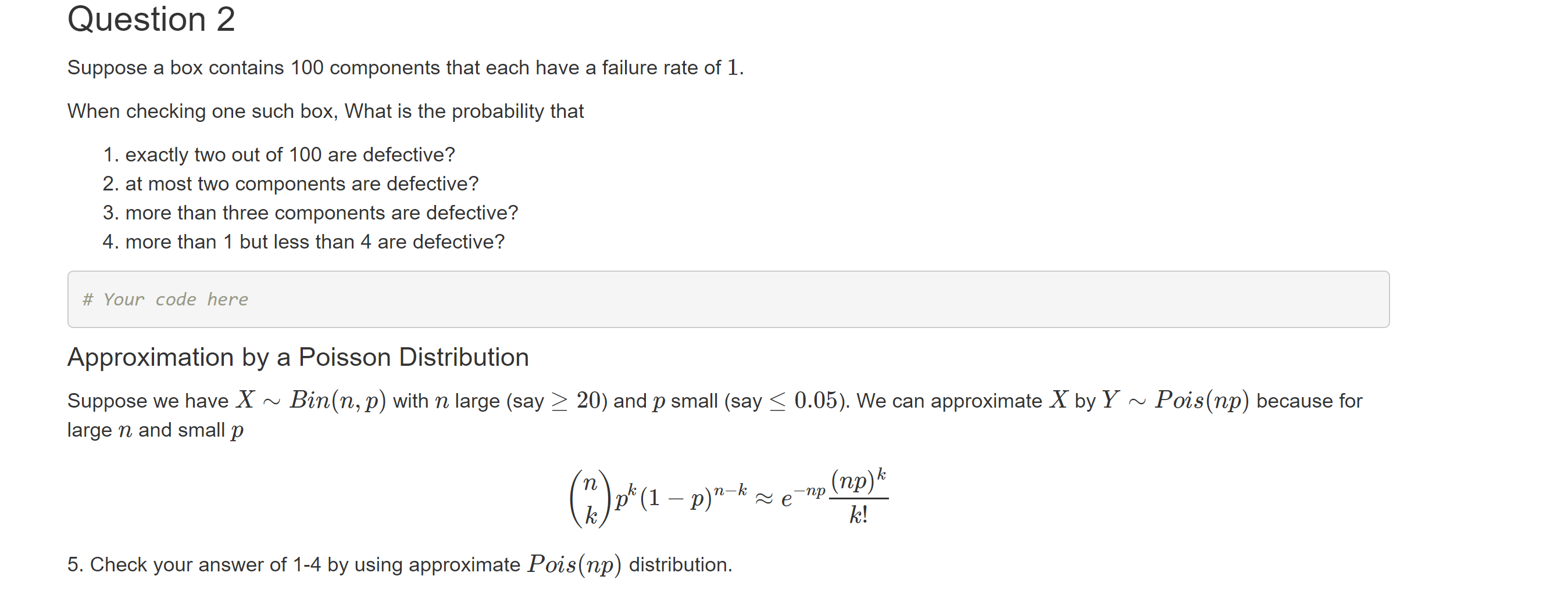 Suppose a box contains 100 components that each have | Chegg.com
