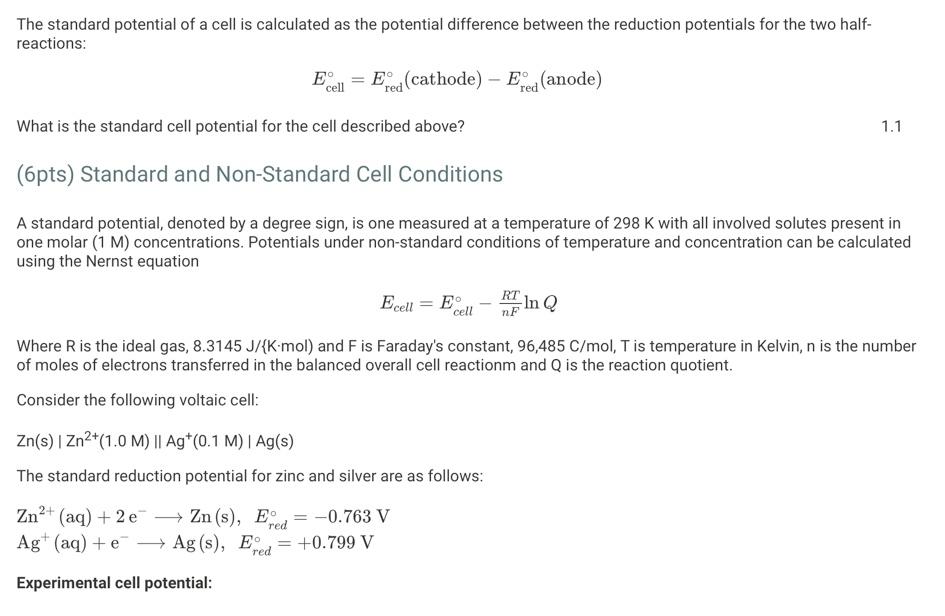 Solved Consider the following voltaic cell: | Chegg.com
