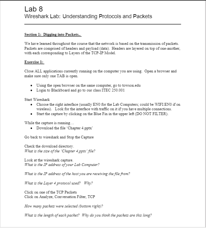 Solved Section 1: Digging into Packets..We have learned | Chegg.com