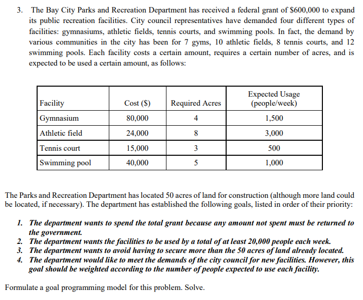 Solved Solve using excel solver. Please provide an LP Model | Chegg.com