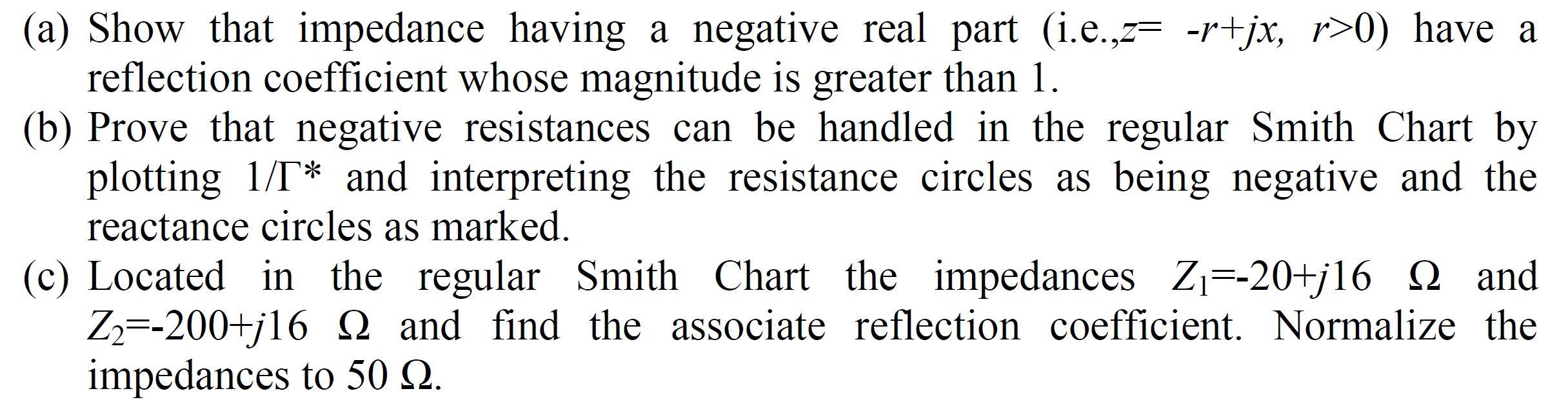 (a) Show that impedance having a negative real part | Chegg.com