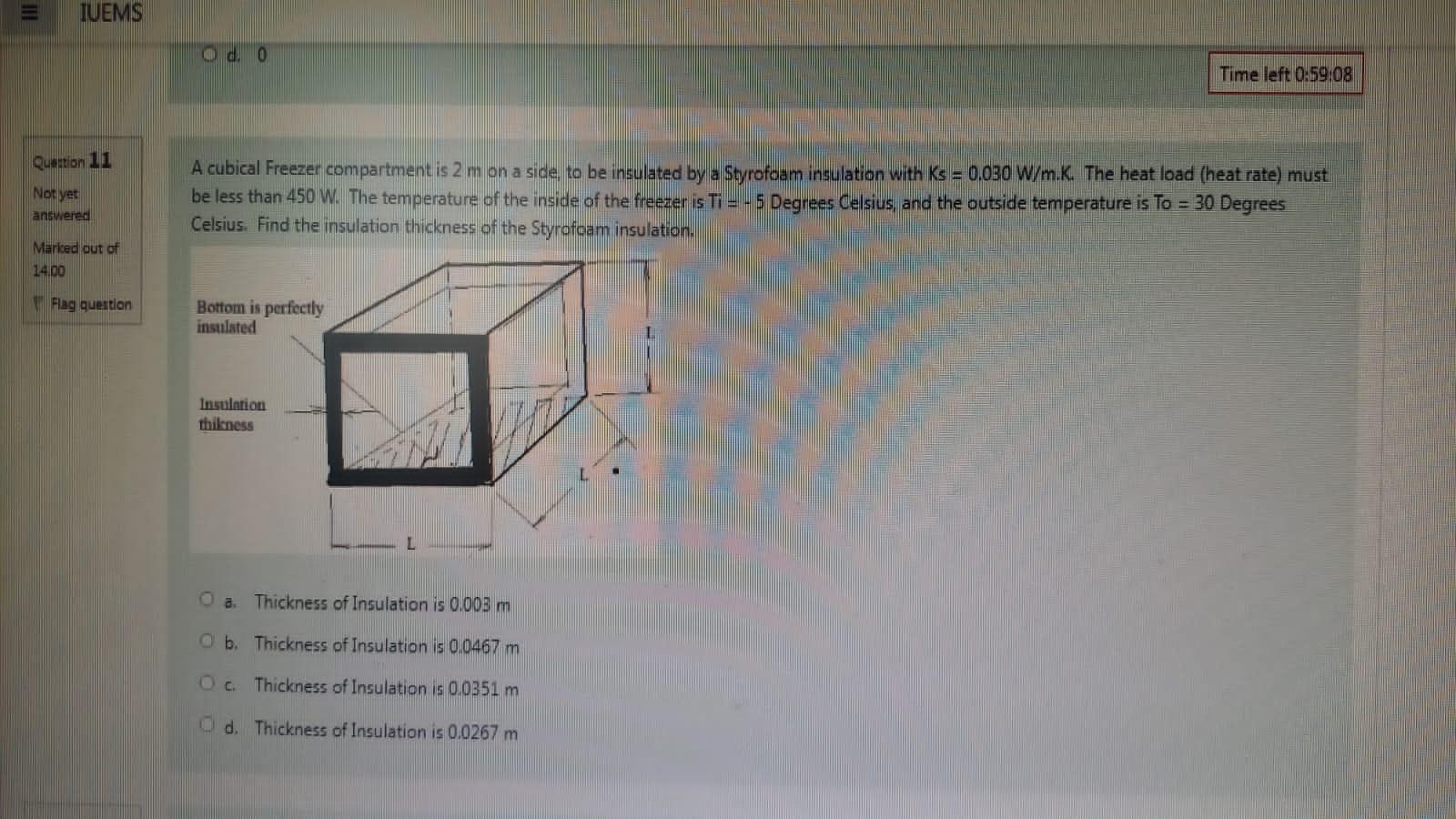 Solved A cubical Freezer compartment is 2 m on a side, to be | Chegg.com