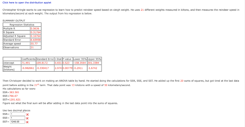 Solved Click here to open the distribution applet | Chegg.com