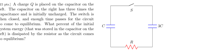 Solved s 15 pts.] A charge is placed on the capacitor on the | Chegg.com