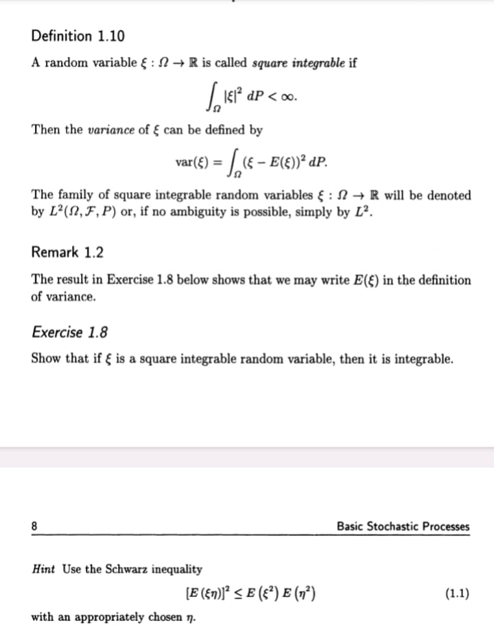 Solved A random variable ξ:Ω→R is called square integrable | Chegg.com