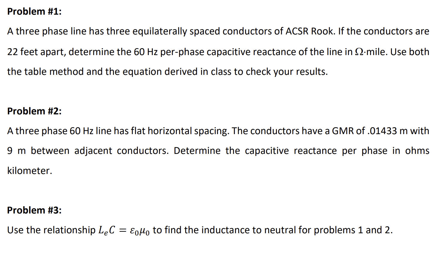 Solved Problem #1: A three phase line has three | Chegg.com
