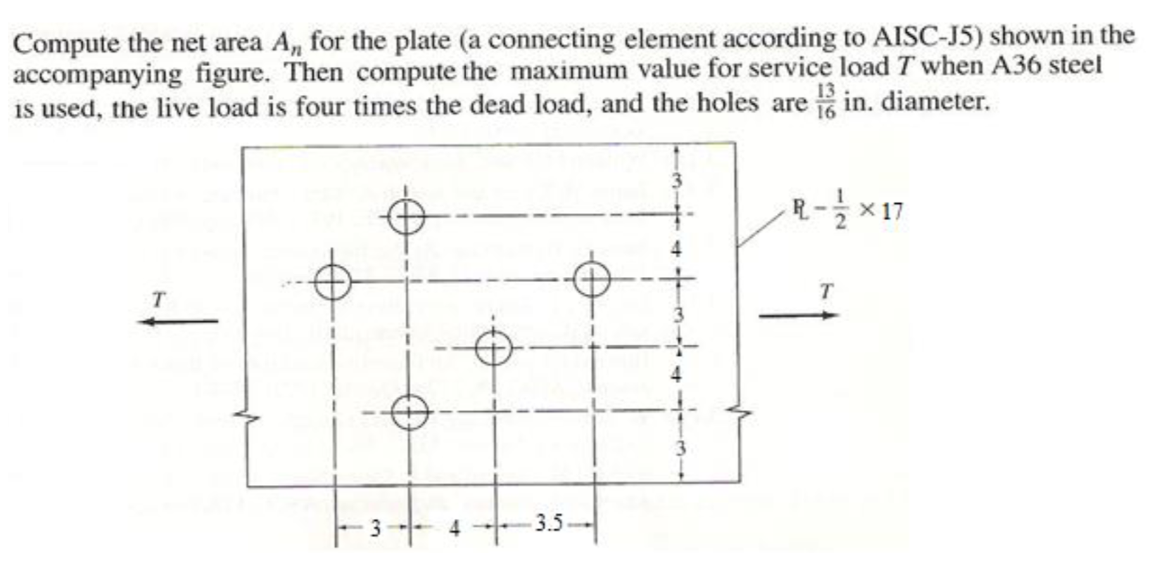 Solved Compute the net area A, for the plate (a connecting | Chegg.com