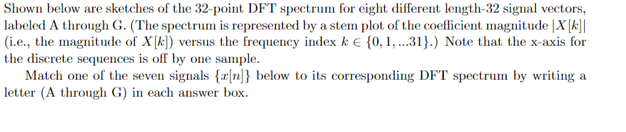 Shown below are sketches of the 32-point DFT spectrum | Chegg.com