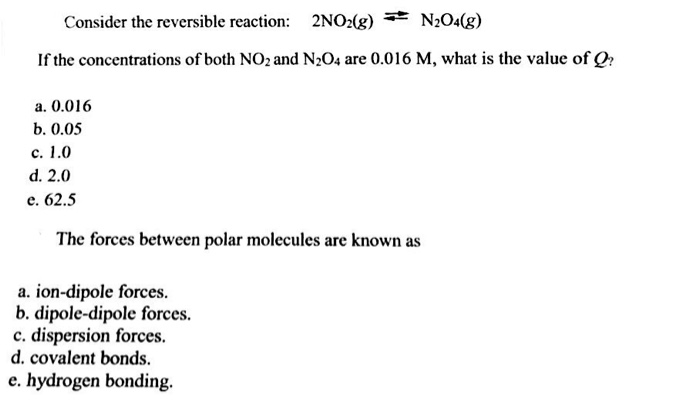 Solved ± Consider the reversible reaction: 2NO2(g) N204(g) | Chegg.com