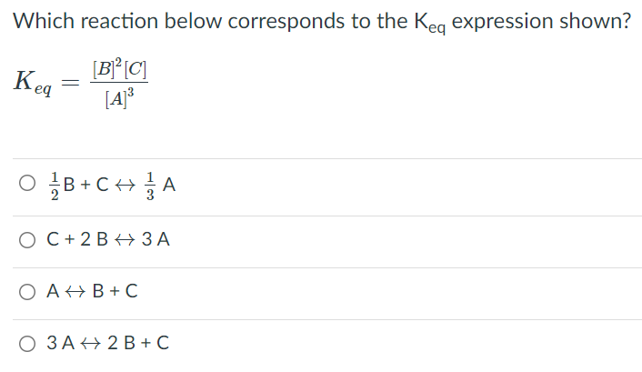 Solved Which reaction below corresponds to the Keq | Chegg.com