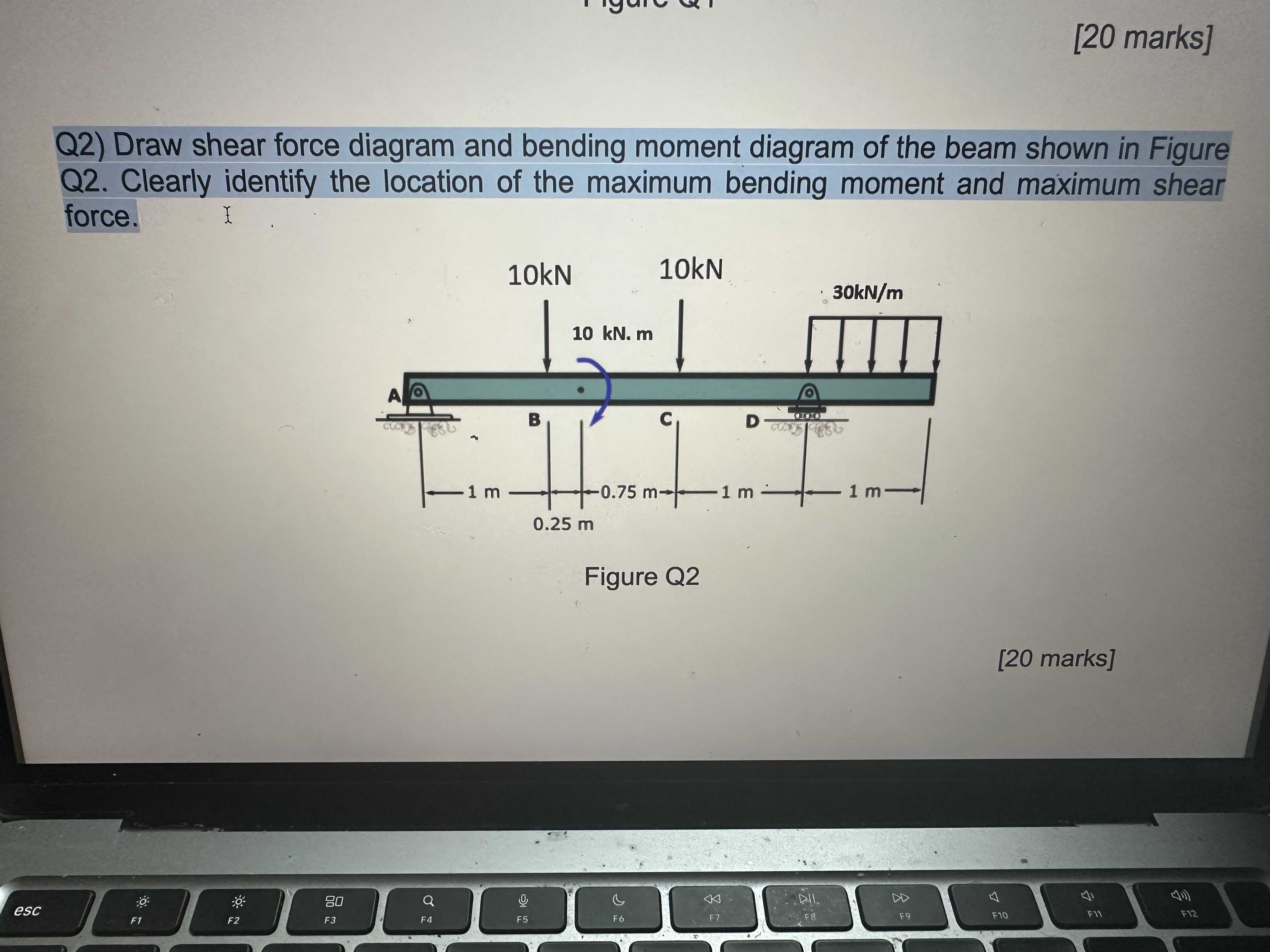 Solved Q2) Draw shear force diagram and bending moment | Chegg.com Solved Q2) Draw shear force diagram and bending moment | Chegg.com