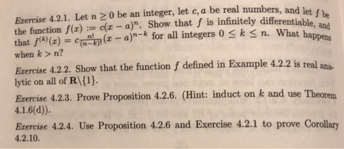 Solved Erercise 4.2.1. Let n 2 0 be an integer, let c, a be | Chegg.com