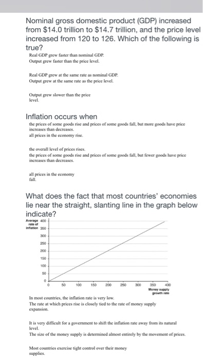Solved Nominal gross domestic product (GDP) increased from | Chegg.com