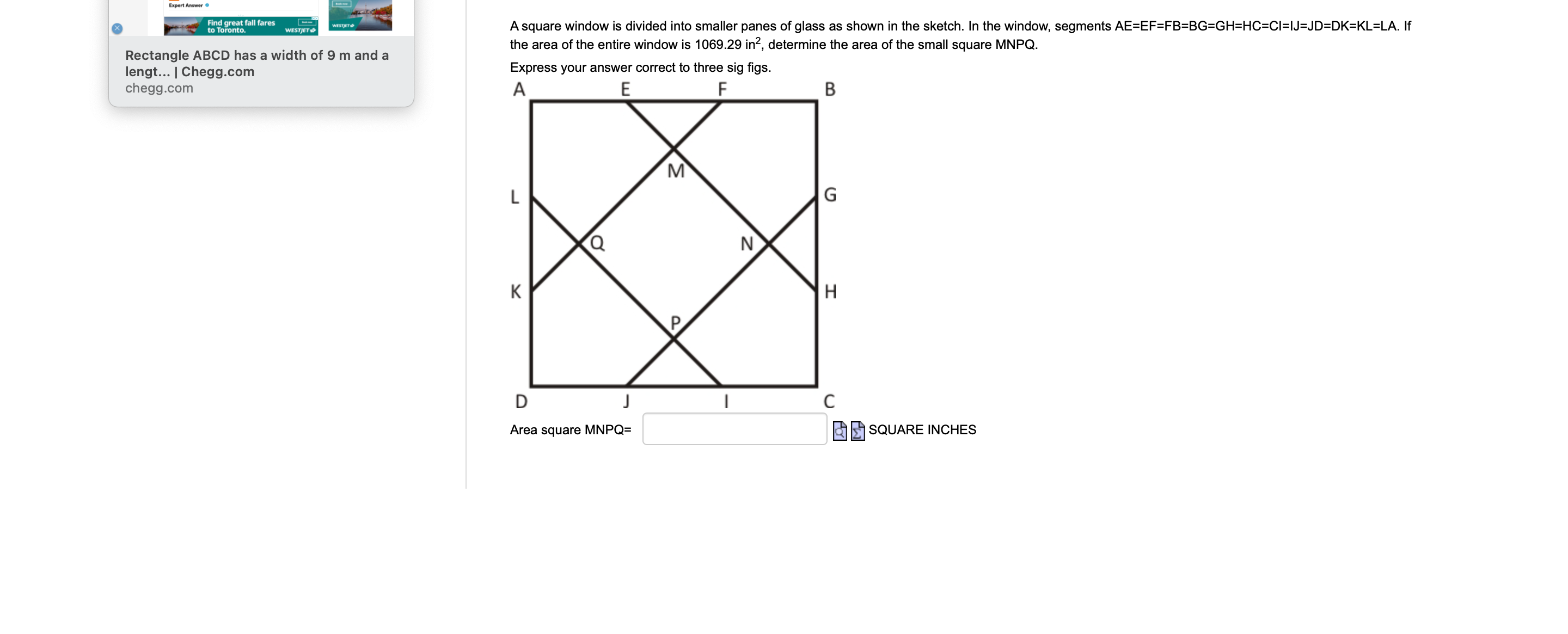 Solved A square window is divided into smaller panes of | Chegg.com