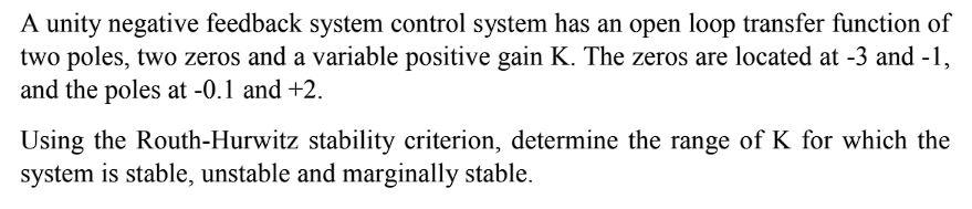 Solved A unity negative feedback system control system has | Chegg.com