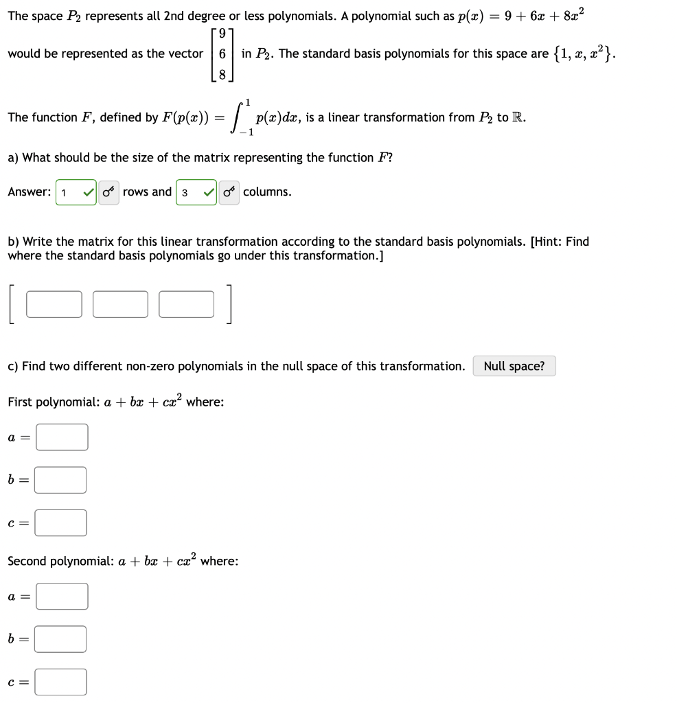 Solved The space P2 represents all 2 nd degree or less | Chegg.com
