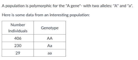 Solved A population is polymorphic for the "A gene"- with | Chegg.com