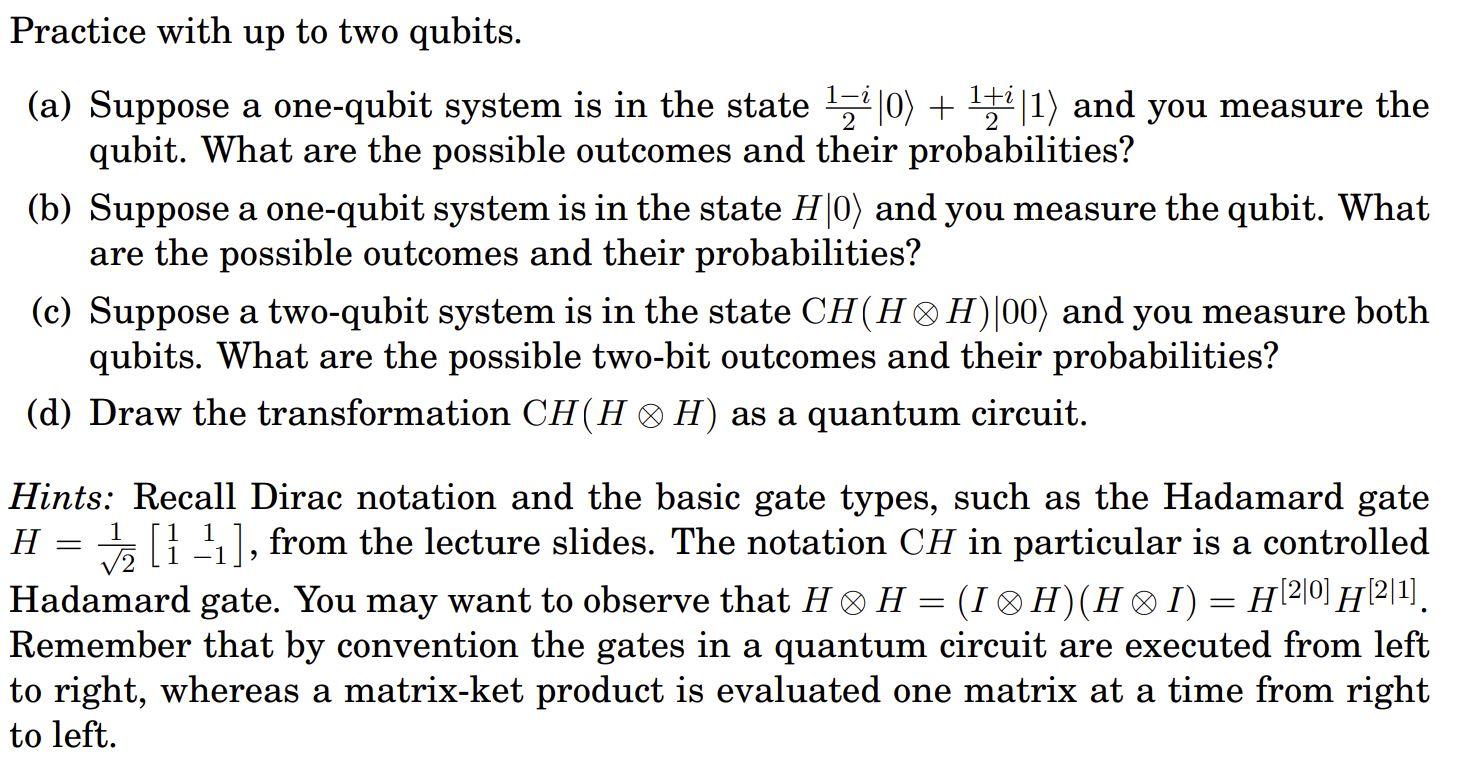 Solved Practice with up to two qubits. (a) Suppose a | Chegg.com