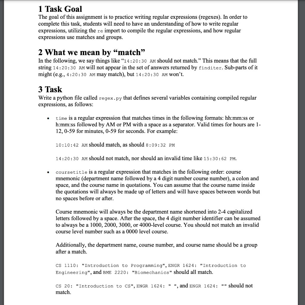 1 Task Goal The goal of this assignment is to | Chegg.com