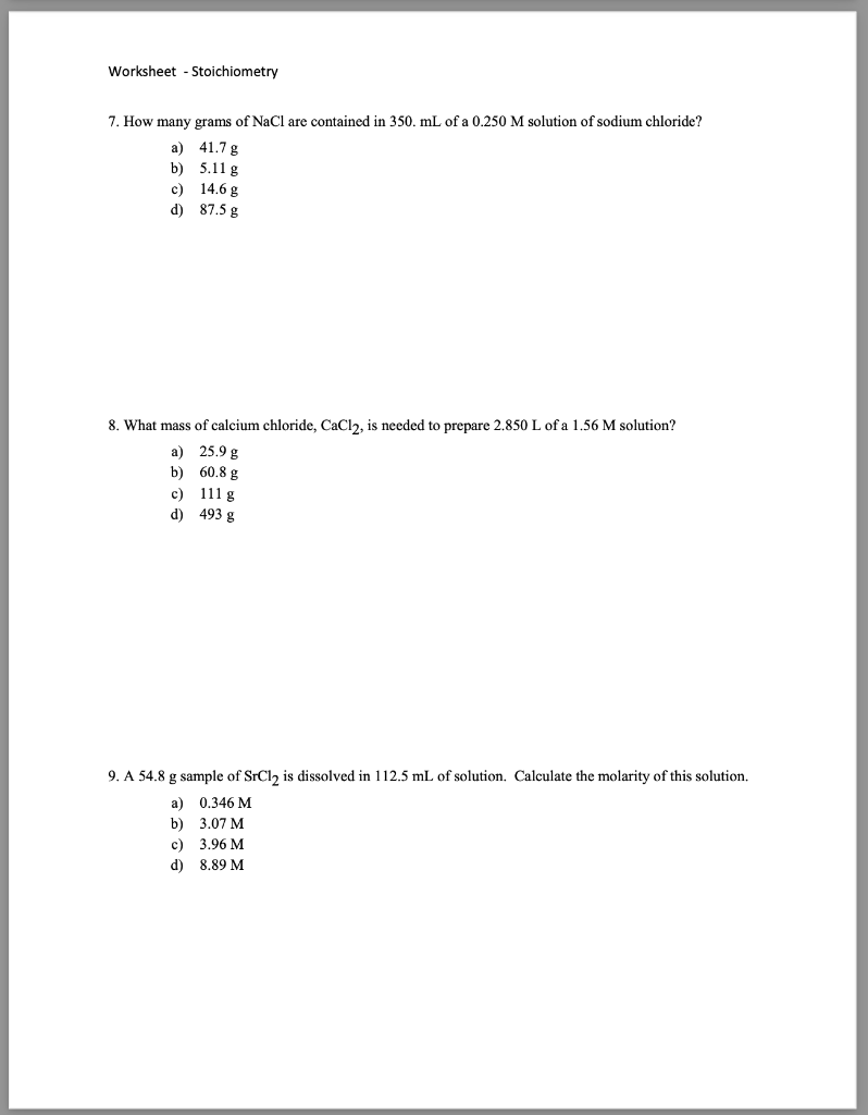 Solved CHEM 100 Name Worksheet: Compositional Stoichiometry, | Chegg.com