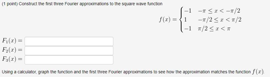 Solved 1 Point Construct The First Three Fourier