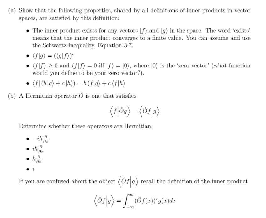 Solved Let's define "the inner product" between two | Chegg.com