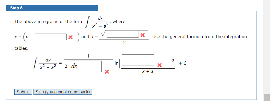 Step 5 where dx The above integral is of the form V = | Chegg.com