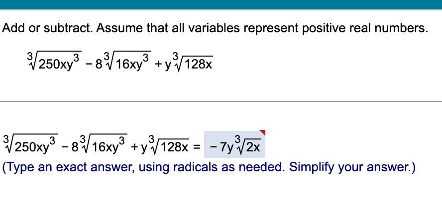 Solved Add or subtract. Assume that all variables represent | Chegg.com