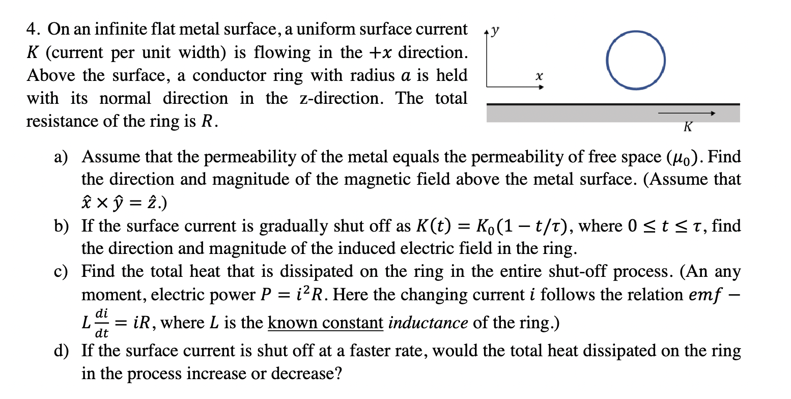 Solved On an ﻿infinite flat metal surface, a uniform surface | Chegg.com