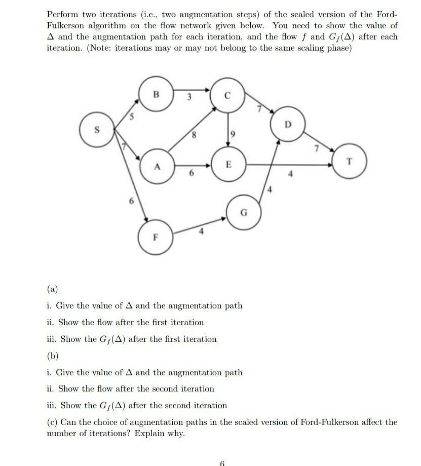 Perform two iterations (i.e., two augmentation steps) | Chegg.com