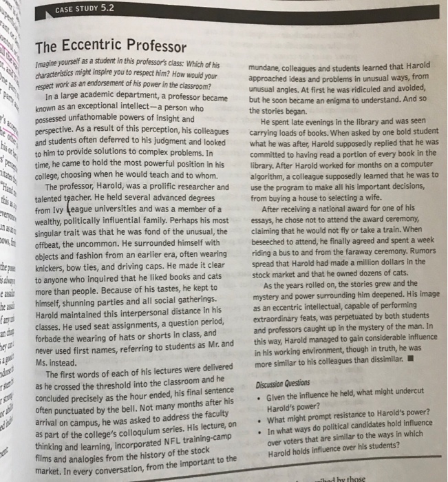 Solved CASE STUDY 5.2 The Eccentric Professor Imagine | Chegg.com