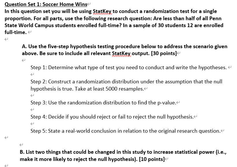 Solved In This Question Set You Will Be Using Statkey